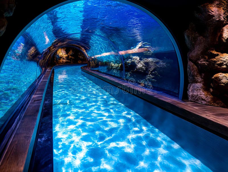 A Long Tunnel in the Middle of a Swimming Pool Stock Photo - Image of ...