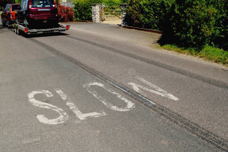 Long Tyre Track on the Road Stock Image - Image of track, breake: 91478687
