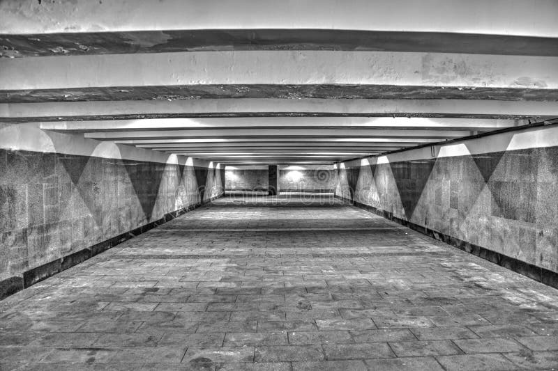 Long underground passage stock image. Image of gloomy - 124098079