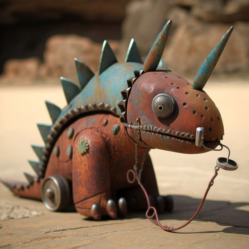 Long Unused Rusty Dinosaur, Child Toy Stock Illustration - Illustration ...