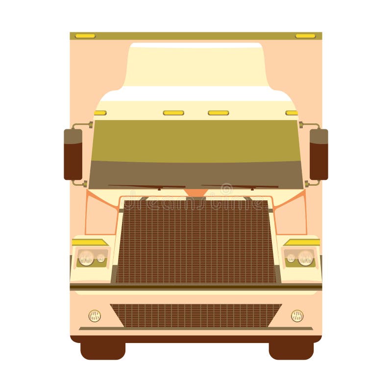 Long Vehicle Trailer Truck with Flat and Solid Color Design Front View ...