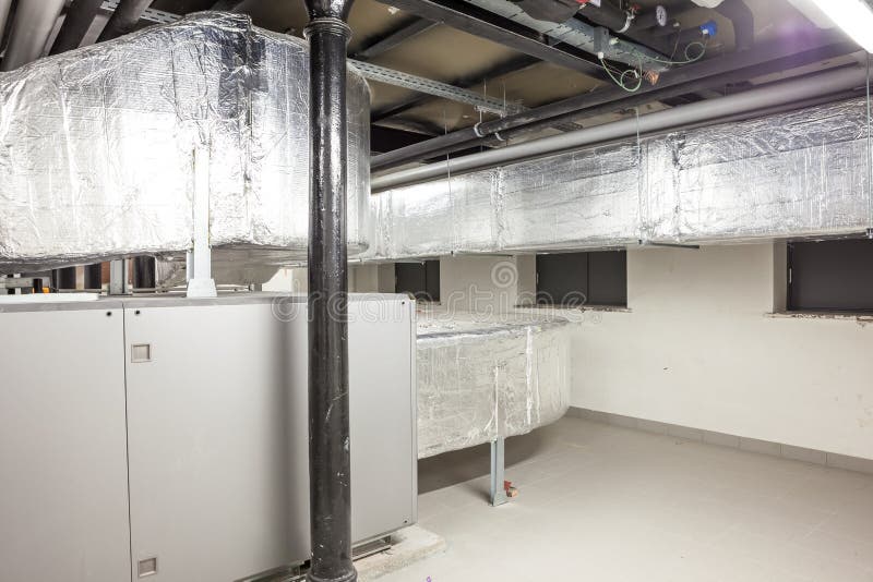 Aeration Pipes in a Technical Room Stock Image - Image of fresh ...