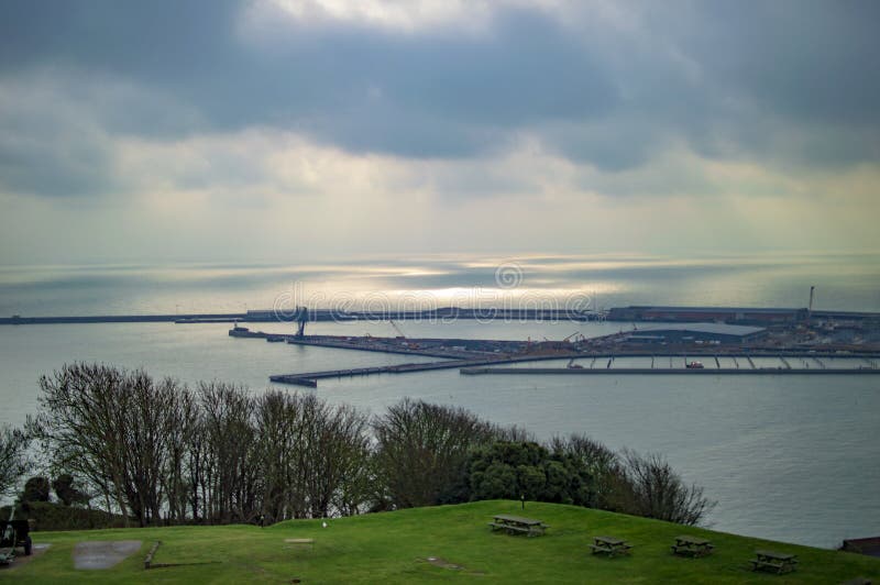 The Long View of Dover Port Sea with Clouds in Sky Stock Image - Image ...