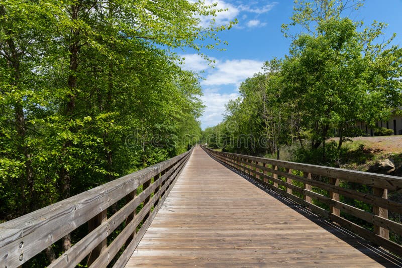 Long View Down a Public Access Elevated Boardwalk through Forest and ...