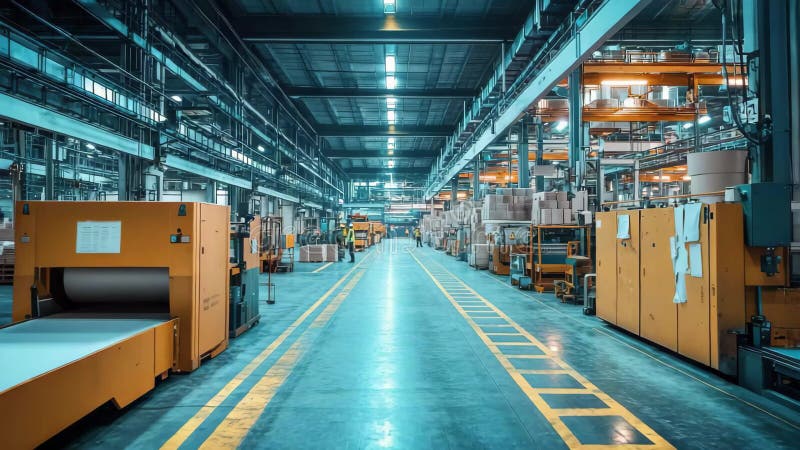 A Long View of a Modern Paper Manufacturing Factory Stock Footage ...