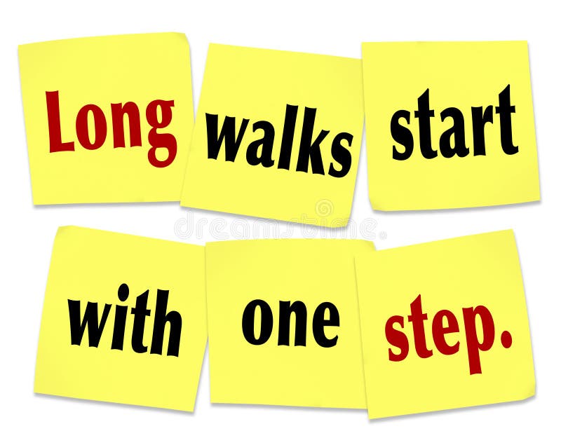 Long Walks Start with One Step Saying Quote Sticky Notes Stock ...