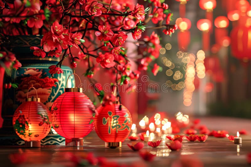 Long Walkway with Red Lanterns Hanging from the Ceiling. Stock Image ...