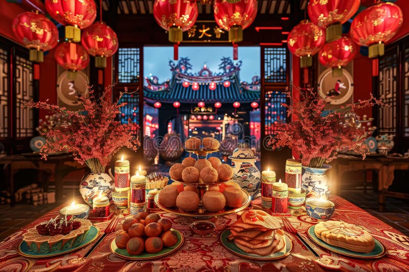 Long Walkway with Red Lanterns Hanging from the Ceiling. Stock Photo ...