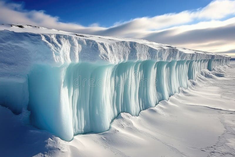 A Long Wall of Ice on the Side of a Mountain Stock Photo - Image of ...