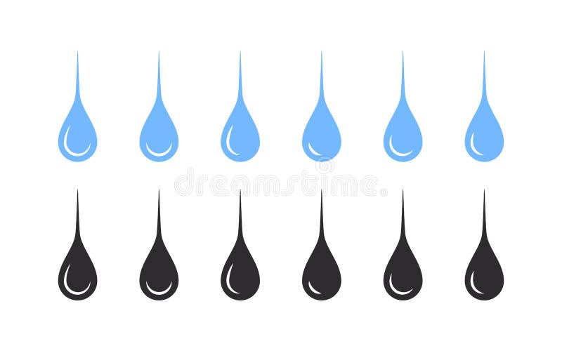Long Water Drops. Water Drop Shape. Blue Annd Black Water Drops Stock ...