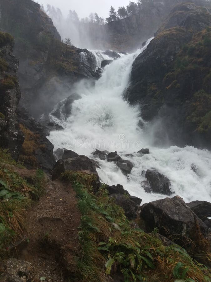 Long Waterfall norway stock image. Image of formation - 251553681