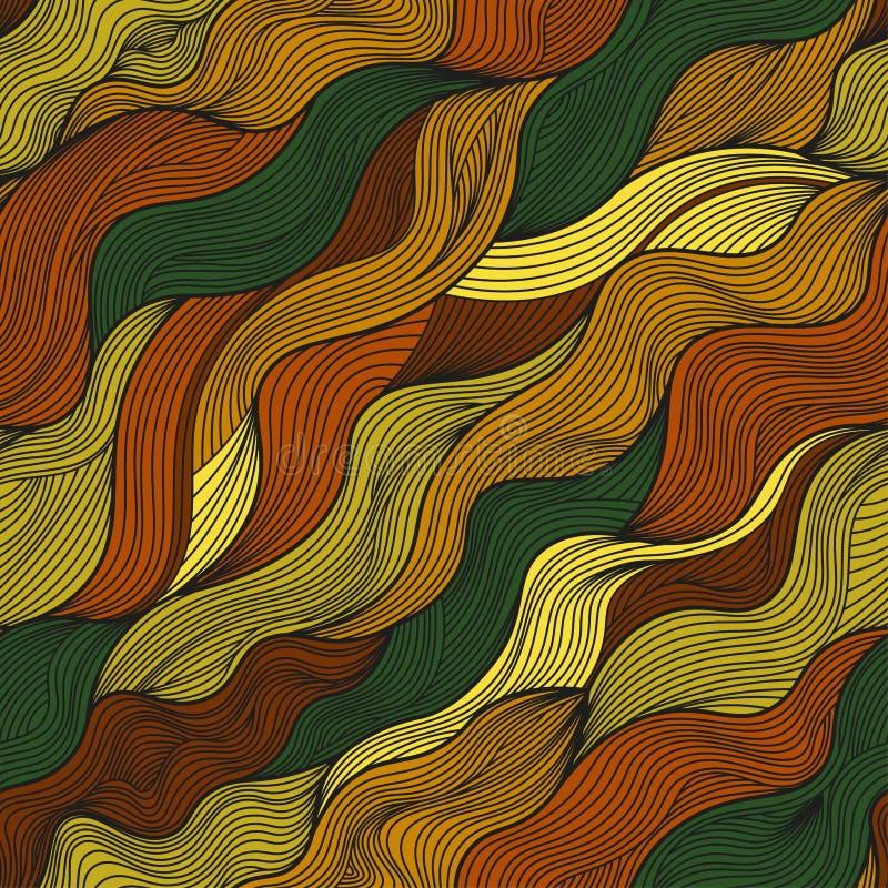 Long Wavy Leaves Seamless Pattern Stock Vector - Illustration of design ...