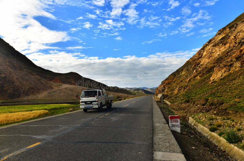 Long Way Ahead with High Mountain in Front Editorial Image - Image of ...