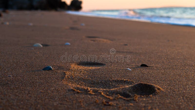 The long way stock photo. Image of blue, sand, footprints - 286325580