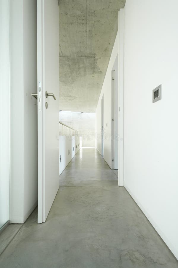 Long white corridor stock photo. Image of corridor, cement - 24930752