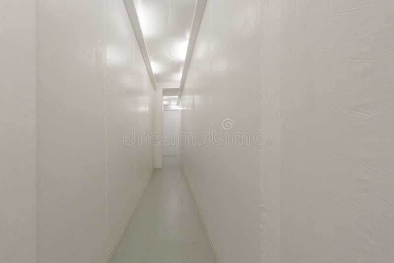 Long White Corridor with White Walls Stock Image - Image of inside ...