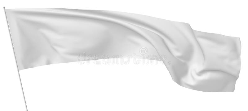 Long White Flag on Flagpole Flying in Wind. Stock Illustration ...