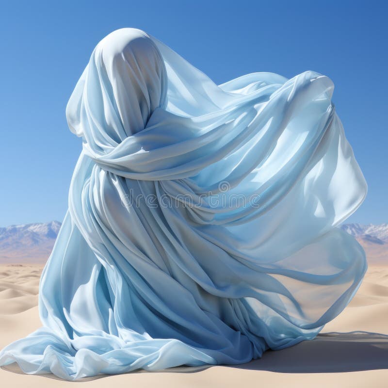 Long White Silk Cloth Flowing in Air Generative AI Stock Illustration ...