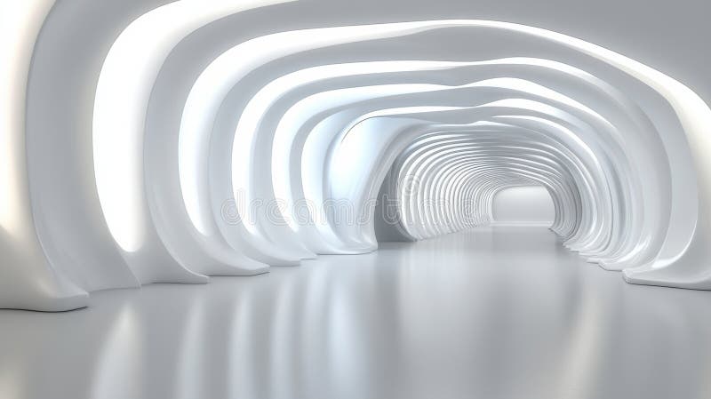 A Long White Tunnel with a Light at the End, AI Stock Photo - Image of ...
