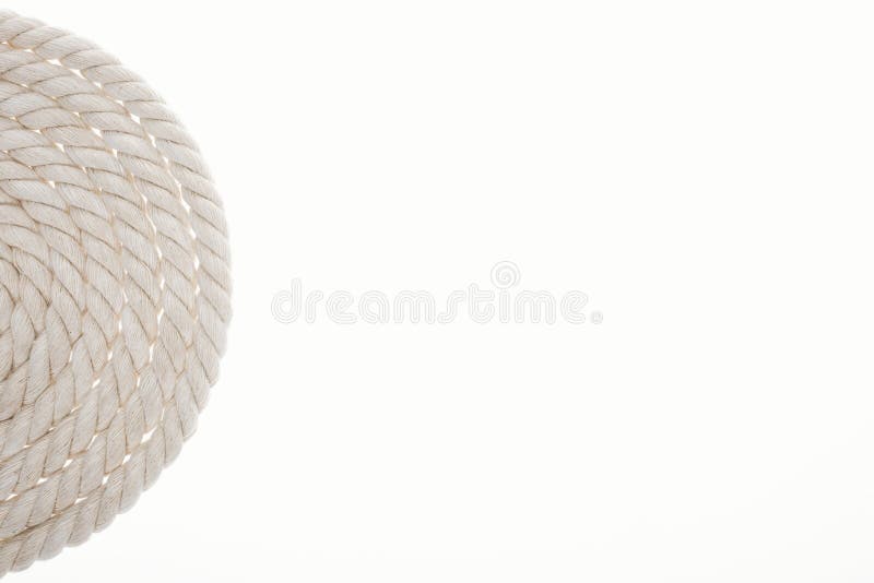 Long White and Twisted Rope Isolated on White. Stock Photo - Image of ...