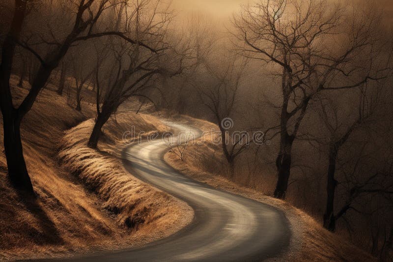A Long Winding Road. Generative AI Stock Illustration - Illustration of ...
