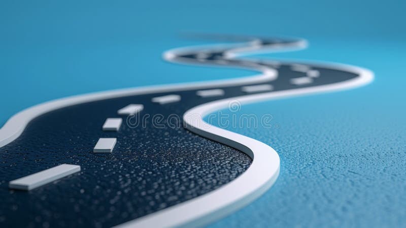 A Long Winding Road with a White Line on it, AI Stock Illustration ...