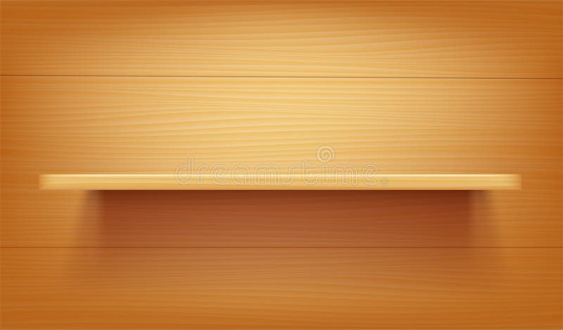 Long wood shelf on a wood stock vector. Illustration of birch - 223207465