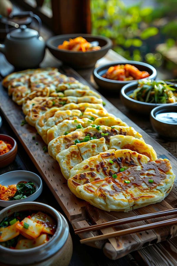 A Long Wooden Board with Several Different Types of Food Stock Image ...