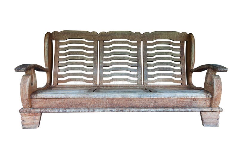 Long Wooden Chair Isolated on White Stock Photo - Image of brown ...