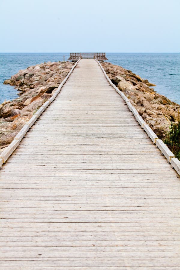 Long Wooden Dock with Observatory and View of the Ocean Stock Image ...