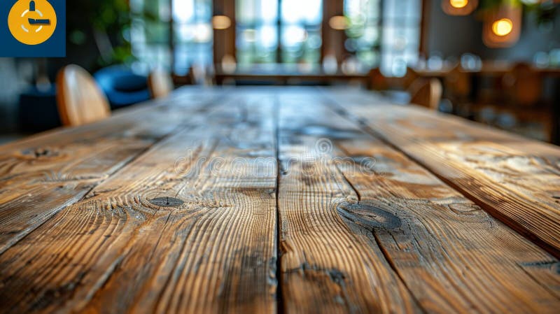Long Wooden Table with Tablet Stock Image - Image of workplace ...