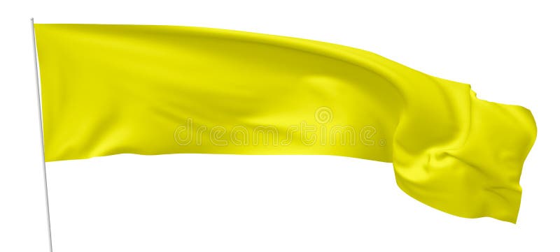 Long Yellow Flag with Flagpole Waving in Wind Stock Illustration ...