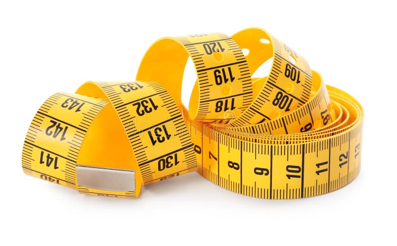 Long Yellow Measuring Tape Isolated on White Stock Image - Image of ...