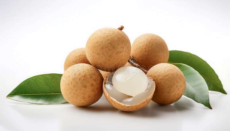Longan Fruit, Peeled or Cut on a Natural White Stock Image - Image of ...