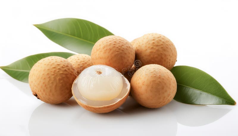 Longan Fruit, Peeled or Cut on a Natural White Stock Image - Image of ...