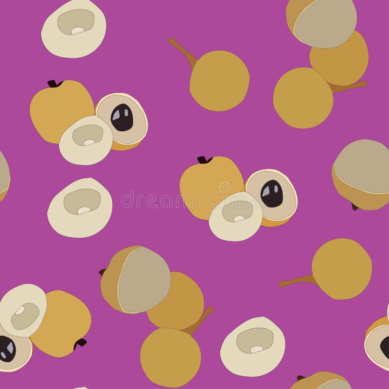 Longan Seamless Pattern on Soft Blue Color. Longan Fruit and Slices ...