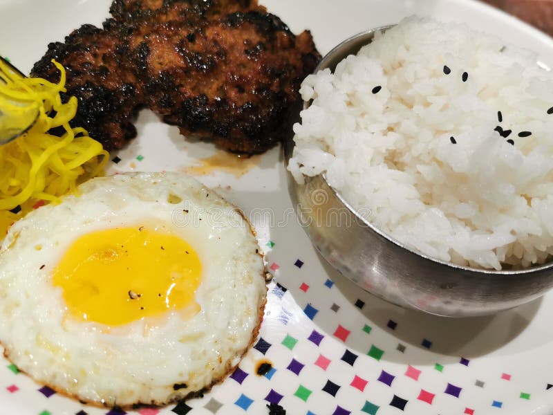 Longanisa with Egg and Rice Bowl Stock Photo - Image of longanisa, food ...