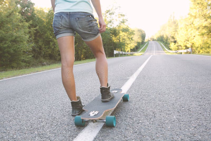 Longboarding. stock image. Image of skating, girls, lifestyles - 78307109