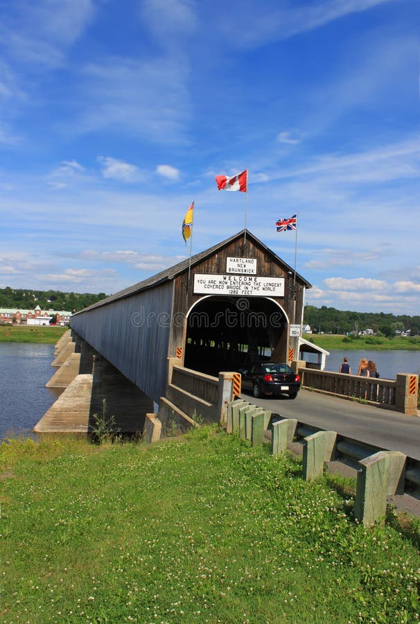 The Longest Covered Bridge in the World Stock Image - Image of river ...