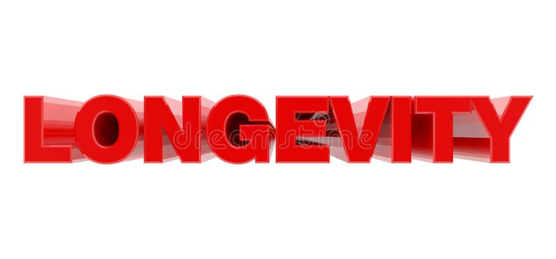 LONGEVITY Red Word on White Background Illustration 3D Rendering Stock ...