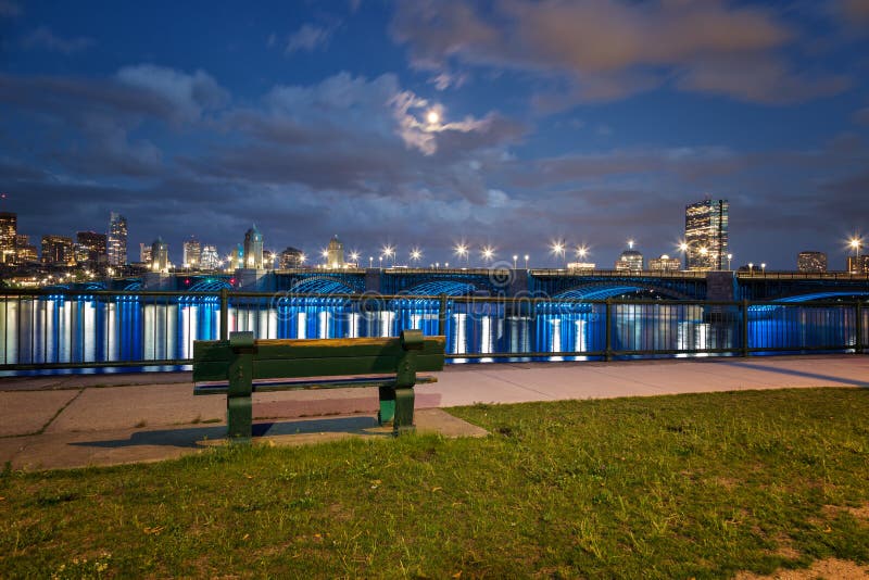 Longfellow Bridge at Night stock photo. Image of coast - 177283250