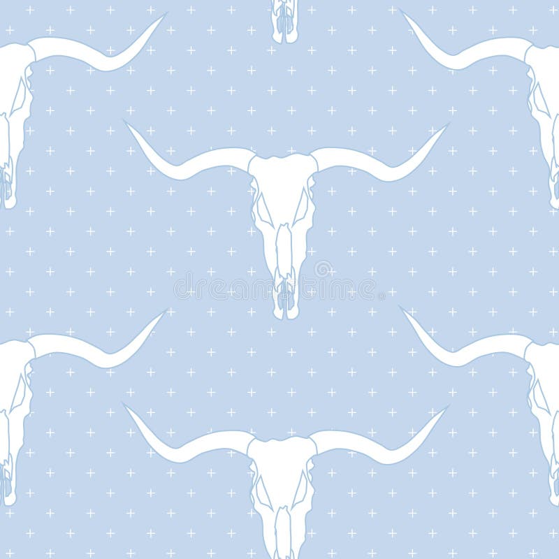 Longhorn Skull, Vector Seamless Pattern Stock Vector - Illustration of ...