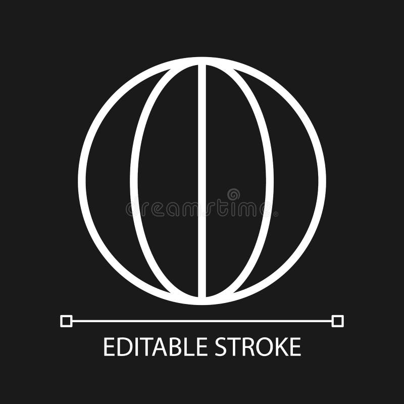 Longitude Pixel Perfect White Linear Icon for Dark Theme Stock Vector ...