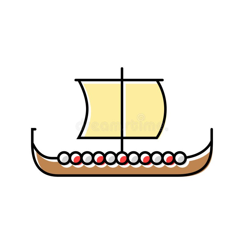 Longship Ancient Ship Color Icon Vector Illustration Stock Illustration ...