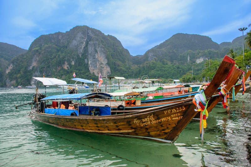 Longtail at Beach of Koh Phi Phi Don. Editorial Stock Photo - Image of ...