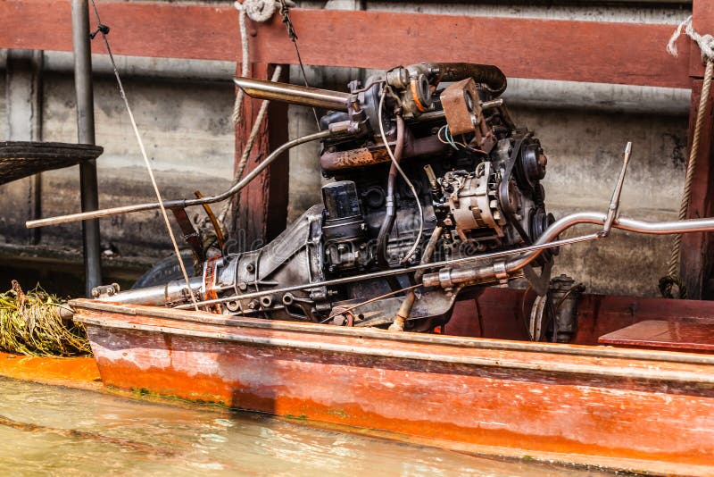 Longtail boat engine stock image. Image of damnoen, authentic - 46324647