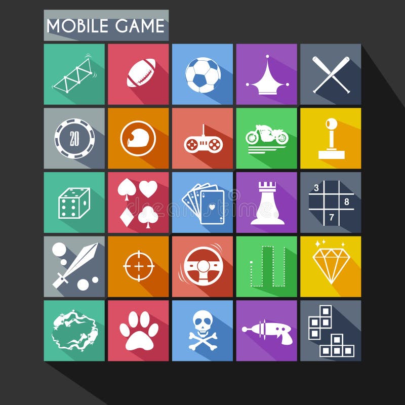 Icône Plate De Jeu Mobile Avec Longue Ombre Illustration de Vecteur ...