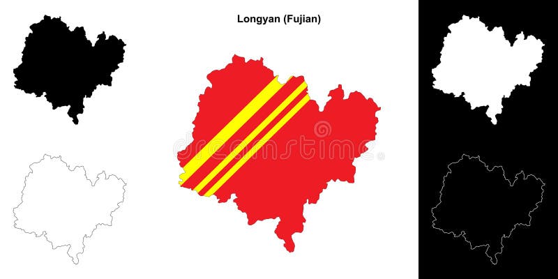 Longyan outline map stock vector. Illustration of design - 334848786