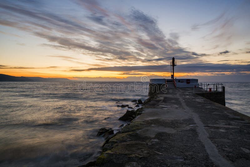 Looe Beach and Pier at Sunrise . Stock Image - Image of landscape ...