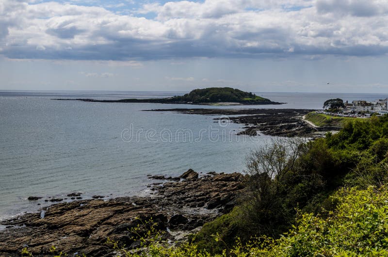 Looe Beach view stock photo. Image of harbour, boat - 195789602